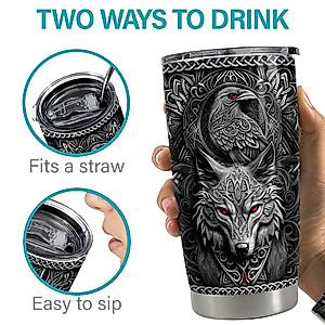 Viking Cup Tumbler 20oz Viking Gifts for Men Vikings Stainless Steel Insulated Tumblers Coffee Travel Drinking Mug Gift for Birthday Christmas