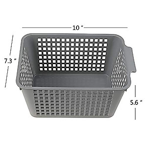 Ggbin Plastic Storage Organizer Basket, Grey Woven Plastic Baskets, 6-Pack