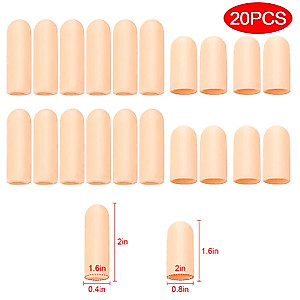 (20PCS)Gel Finger Sleeves,Finger Support,Silicones Finger Protectors,Waterproof,Finger Cots Great for Finger Craking,Finger Trigger.