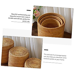 Rattan basket Garbage Can Woven Laundry Basket Wicker Waste Bin Collapsible Laundry Baskets Small Trash Can Pencil Pot Rubbish Bin Baby Basket Rattan Vase Roll Stand Autumn Vines Office Desktop ( Colo
