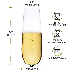 Bravario Unbreakable Glasses Bundle | 4 Wine, 4 Champagne | Shatterproof 100% Tritan Plastic | Dishwasher-Safe | BPA-free | Awesome for Indoor & Outdoor, Gifts & Holidays