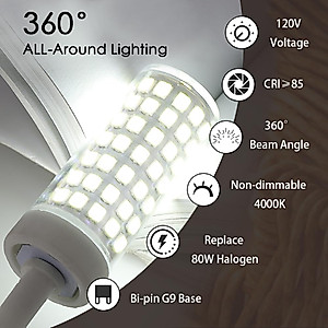G9 LED Light Bulbs 4000K Warm White 7W Equivalent to 80W Halogen Replacements,Not Dimmable, Bi-Pin Base, LED Light Bulbs for Home and Office Use, 6 Count