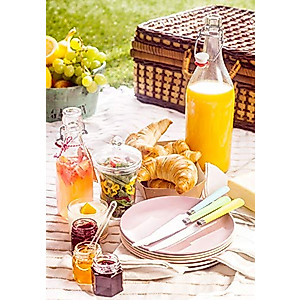 Flip Top Glass Bottle [1 Liter / 33 fl. oz.] [Pack of 6] – Swing Top Brewing Bottle with Stopper for Beverages, Oil, Vinegar, Kombucha, Beer, Water, Soda, Kefir – Airtight Lid & Leak Proof Cap – Clear