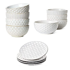 LE TAUCI 6 Inch Bowls Set of 4 + 7 Inch Bowls Set of 4 +8 Inch Plates Set of 4