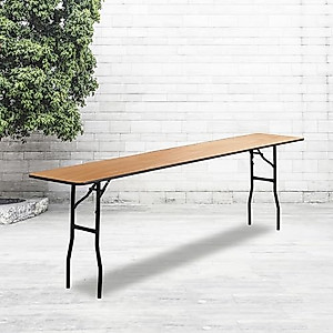 Flash Furniture Gael 8' Wood Folding Training and Event Table, Rectangular Folding Training Table with Smooth Clear Coated Finished Top, Natural