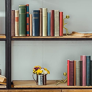 Ottimo Heavy Duty Metal Unique Office Desk Bookends for use as Bookshelf Decor, Home, Office or Kitchen Shelves. Unique, Cute and Decorative Book Stopper to Hold Books, Great Gift Idea (Gold)