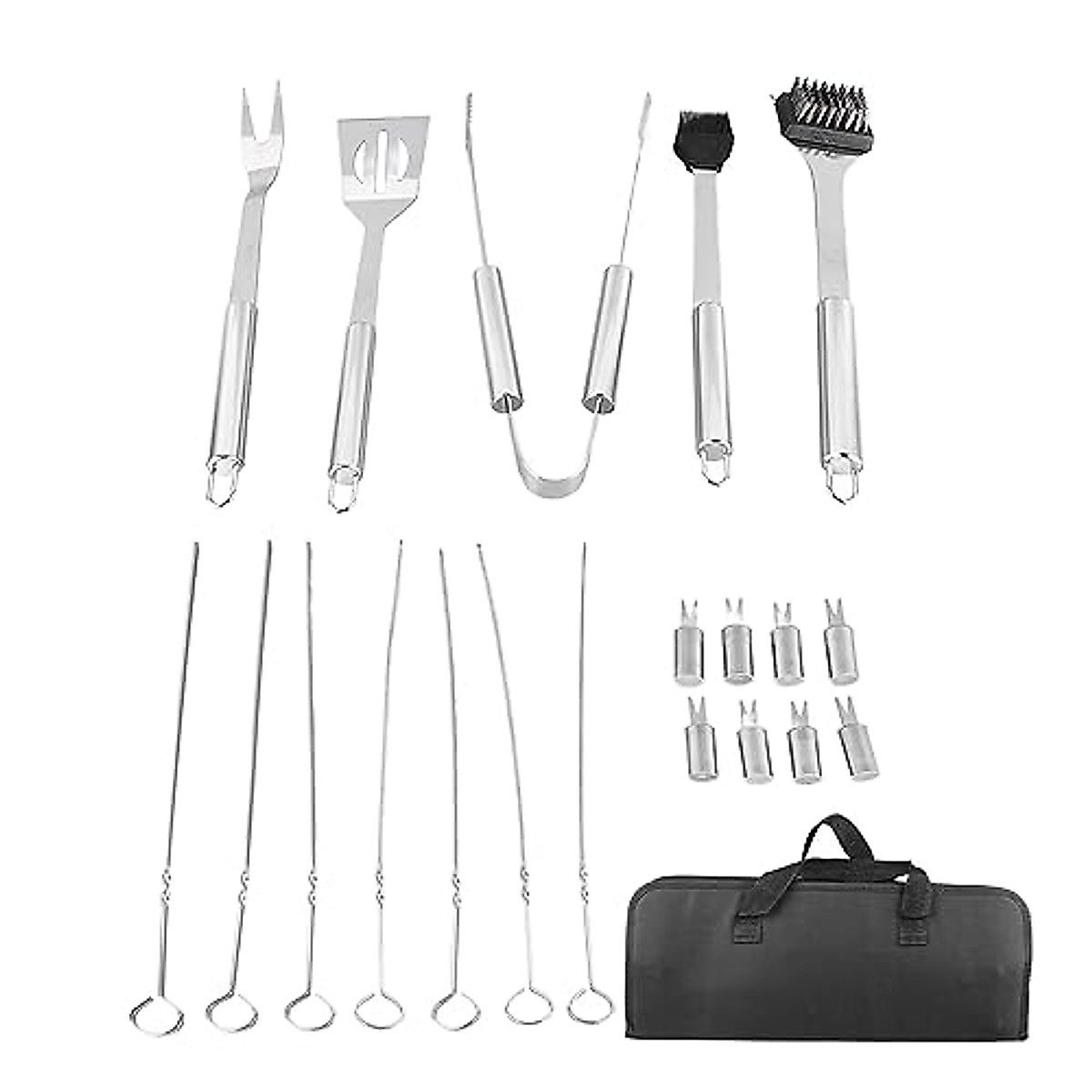 Grill Set, 20pcs Brush Barbecue Tool Set Fine Crafted Stainless Steel for Travel for Outdoor