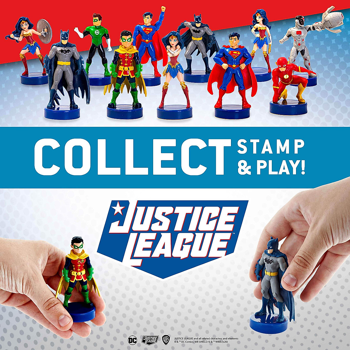 Justice League Toppers, 12-Pack – DC Toys, Stampers, Action Figures – Batman, Wonder Woman, Superman, Robin, The Flash, and More by PMI, 2.4 in, Ages 3+