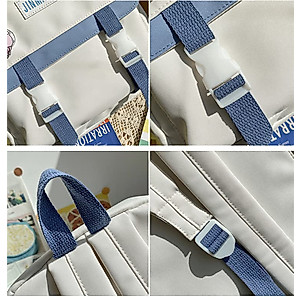 MEOKIM Kawaii Backpack with Cute Pin Accessories Plush Pendant Student Bag Large Capacity Waterproof Travel Backpack(Pink)