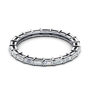 V Touch Baguette Cut D/VVS1 Diamond Full Eternity Anniversary Wedding Band Ring For Women's 14K White Gold Plated 925 Sterling Sliver (6.5)