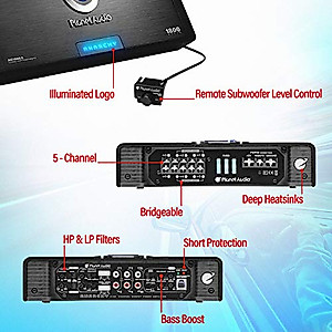 Planet Audio AC1800.5 5 Channel Car Amplifier - 1800 Watts, Full Range, Class A/B, 2-4 Ohm Stable, Mosfet Power Supply, Bridgeable