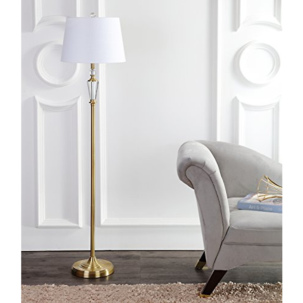 JONATHAN Y JYL2029A Harper 61" Crystal/Metal LED Floor Lamp Contemporary,Transitional,Traditional for Bedrooms, Living Room, Office, Reading, BrassGold/Clear