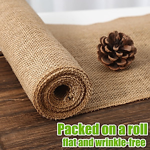 KENNUOCAT Burlap Table Runners - Natural and Eco-Friendly Versatile Premium Jute Fabric Rolls -12x108Inches(1 Roll) Decor for Weddings,Partie,Events and Home-Rustic Style Tablecloth-DIY Crafts