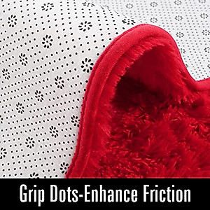 DETUM Soft Fluffy Area Rugs, 2.6 x 5.3 Feet Red Plush Rug for Girls Boys Bedroom Oval Throw Rug for Nursery Reading Room, Shaggy Cute Rugs for Kids Room Bedside School Dorm Home Décor