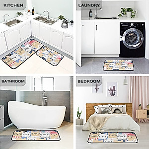 Emelivor Dog Kitchen Rugs and Mats Set 2 Piece Non Slip Washable Runner Rug Set of 2 for Floor Home Kitchen Laundry Decorative