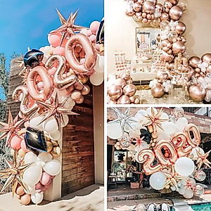 PartyWoo Metallic Rose Gold Balloons, 110 pcs 22 Inch Star Balloons and Rose Gold Balloons Different Sizes Pack of 18 Inch 12 Inch 10 Inch 5 Inch for Balloon Garland Balloon Arch as Party Decorations