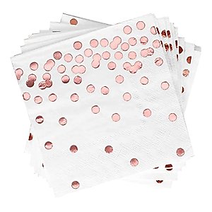 100-Pack Rose Gold Paper Cocktail Napkins for Party, 3 ply Luxury Beverage Napkins for Parties, Events and Family Gatherings Folded 5 x 5 Inches (ROSE)