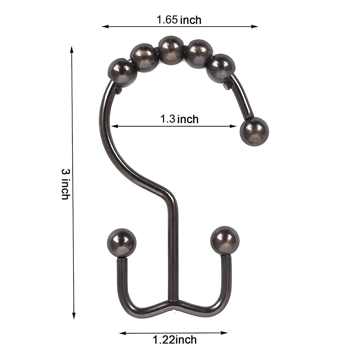 TopAAA Metal Double Glide Roller Shower Curtain Hooks Rings,100% Stainless Steel, Set of 12 (Oil Rubbed Bronze)