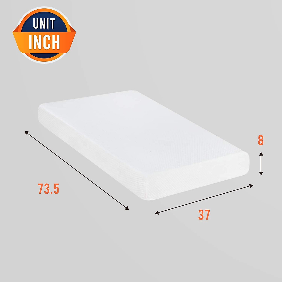 BLKMTY Mattress Twin 73.5" x 37" x 8" Twin Mattress Bed Mattress Gel Memory Foam Mattress Twin Gel Mattress for Cool Sleep Pressure Relief Soft Mattress in Box CertiPUR-US Certified Mattress