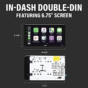 BOSS Audio Systems Elite BV900ACP Car Multimedia Player with Apple CarPlay-Android Auto - Double Din, 6.75 Inch Capacitive Touchscreen, Bluetooth, DVD, CD, USB, Aux, AM FM