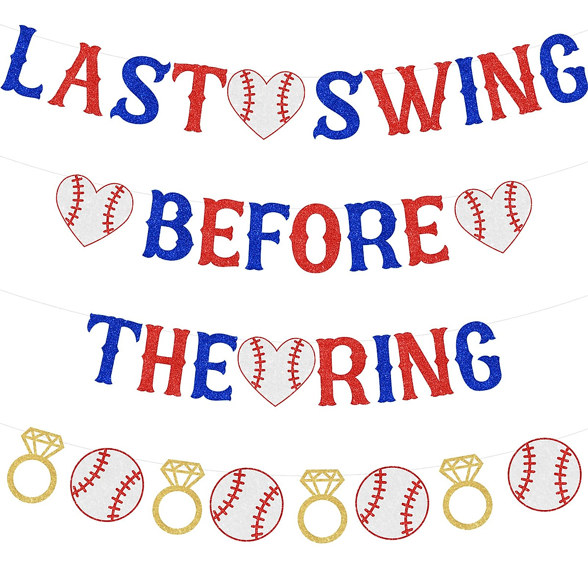 Baseball Bachelorette Party Decorations, Last Swing Before The Ring Banner Baseball Diamond Ring Garland, Sports Themed Bridal Shower Engagement Wedding Party Supplies