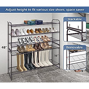 KEETDY Long 3 Tier Shoe Rack and 3-Tier Long Shoe Rack for Closet Entryway