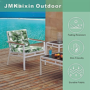 JMKaixin Outdoor Seat/Back Deep Chair Cushion Set for Patio Furniture - Lounge Chair Cushions with Ties - Water-Resistant Patio Chair Cushions 19x19 (Palm)