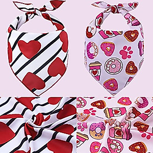 Odi Style Dog Bandanas Girl - 2 Pack, Girl Dog Bandana with Hearth, Donut, Paw Printed Pet Scarves, Dog Costume Collar Bandanas for Small, Medium, Large Dogs, Puppy Outfit, Pink, White