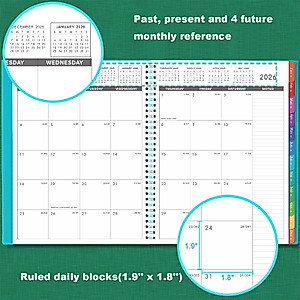 Monthly Planner/Calendar 2023-2024 - 2023-2024 Monthly Planner, Jul. 2023 - Dec. 2024, 8.5" x 11", 18-Month Planner 2023-2024 with Tabs, Pocket, Label, Contacts and Passwords, Twin-Wire Binding - Teal by Artfan