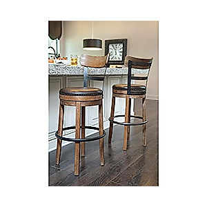 Signature Design by Ashley Pinnadel 30" Modern Swivel Pub Height Barstool, Light Brown