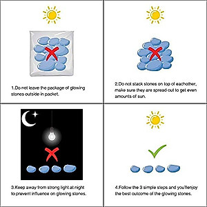 2O2OUP Glow in The Dark Garden Pebbles Stones Rocks for Yard and Walkways Decor, DIY Decorative Luminous Stones in Blue (100 PCS)