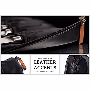 Chef Knife Bag (21+ Slots) is Padded, Includes a Padlock, Holds 21 Knives PLUS Your Knife Steel, a Zipped Tool Pouch, and More! Our Professional Line Knife Carrier Includes Name Card Holder (Bag Only)