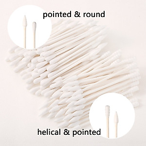 400 Pcs Cotton Swabs Cotton Tipped Applicator Double Tipped with Cardboard Handles (Pointed and Spiral Tip, Pointed and Round Tip)