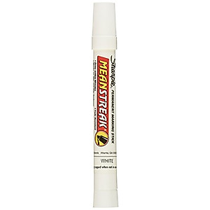 Sharpie Mean Streak Permanent Marking Stick, Bullet Tip, White, Box of 12