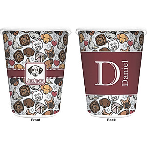 RNK Shops Personalized Dog Faces Waste Basket - Double Sided (Black)