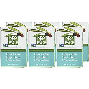 Kiss My Face Soap Bar Olive & Aloe with sea Salt 8 Ounce (235ml) (6 Pack)