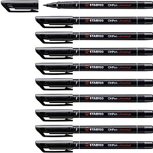 STABILO Fine Permanent Marker - Black Pack of 10