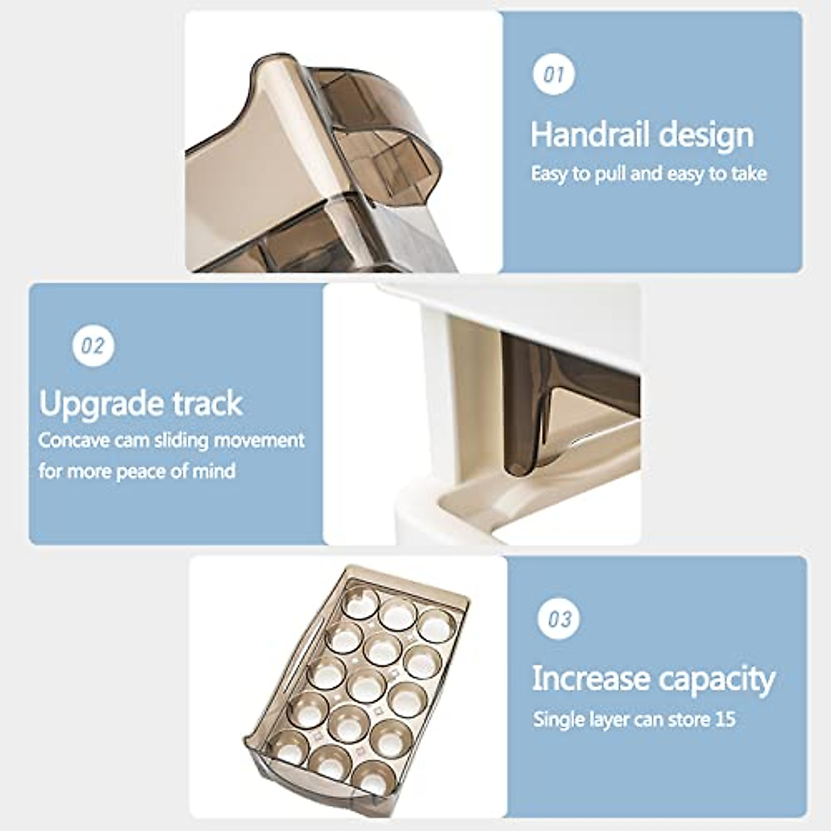 30 Grid Large Capacity Drawer Type Egg Holder, Household Egg Fresh Storage Box, Multi-Layer Chicken Egg Storage Container,Egg Drawer Box,White-Singlelayer