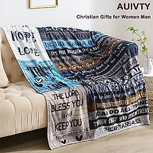 AUIVTY Christian Blanket Gifts for Women, Inspirational Religious Scripture Birthday for Women Men Friends Mother Father, Bible Verse Prayers - 50x60 Inch