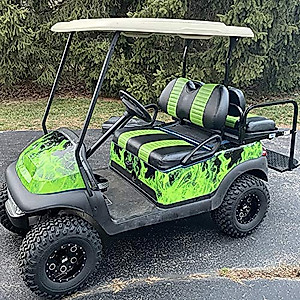 Club Car Precedent "STAPLE ON" Golf Cart Seat Cover With Matching Rear Facing Seat Cover (2 Stripe)