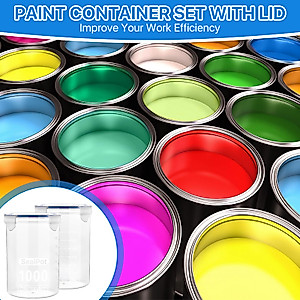 Akamino 4 Set Paint Storage,Touch up Paint Container with Stainless Steel Mixing Ball and Paint Brush, 1000ml Airtight Paint Cups Paint Container for Repainting Leftover Paint