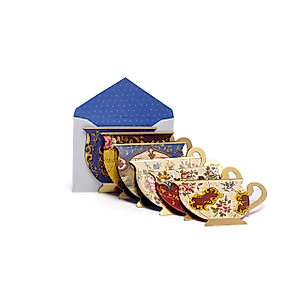The Metropolitan Museum of Art French Teacups Collection Note Cards Greeting Cards Bulk Box Set -18 die-cut note cards 5 1⁄4" x 3 9/16" by M&G COLLECTION