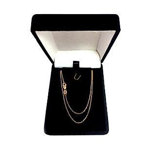 Jewelry Affairs 14k Rose Solid Real Gold Cable Link Chain Necklace, 0.8mm, 20"