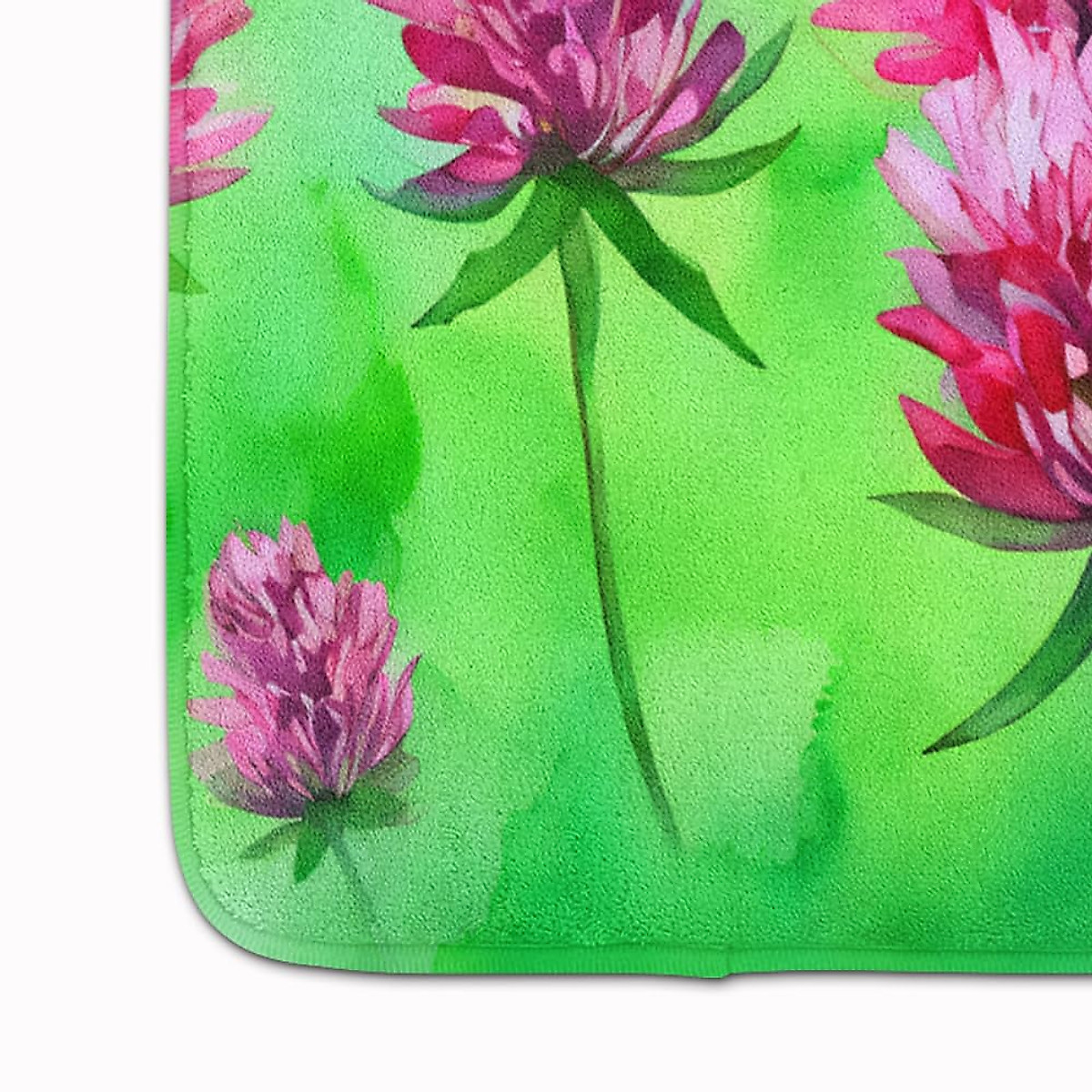 Caroline's Treasures Vermont Red Clover in Watercolor Memory Foam Kitchen Mat Machine Washable Anti-Fatigue Mat Cushion Comfort Bath Mat or Kitchen Rug