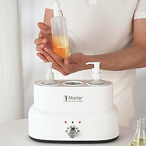 Master Massage Three Bottles Massage Oil, Lotion, Cream Warmer Heater with Empty Bottles- Massage Cream Heating Device- Salon Spa Body Therapy, White