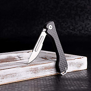 Samior S52 Carbon Fiber Scalpel Folding Knife with 10pcs #24 Replaceable Blade, Slip Joint Utility EDC Keychain Pocket Knife, 0.78oz