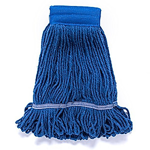 QIPENG 4 Pack 18" Commercial Mop Heads Wet Saddle Mop Head Refill, 24 oz Heavy Duty Looped-End Cotton/Synthetic, Large Size, for Home and Industrial Use, Blue
