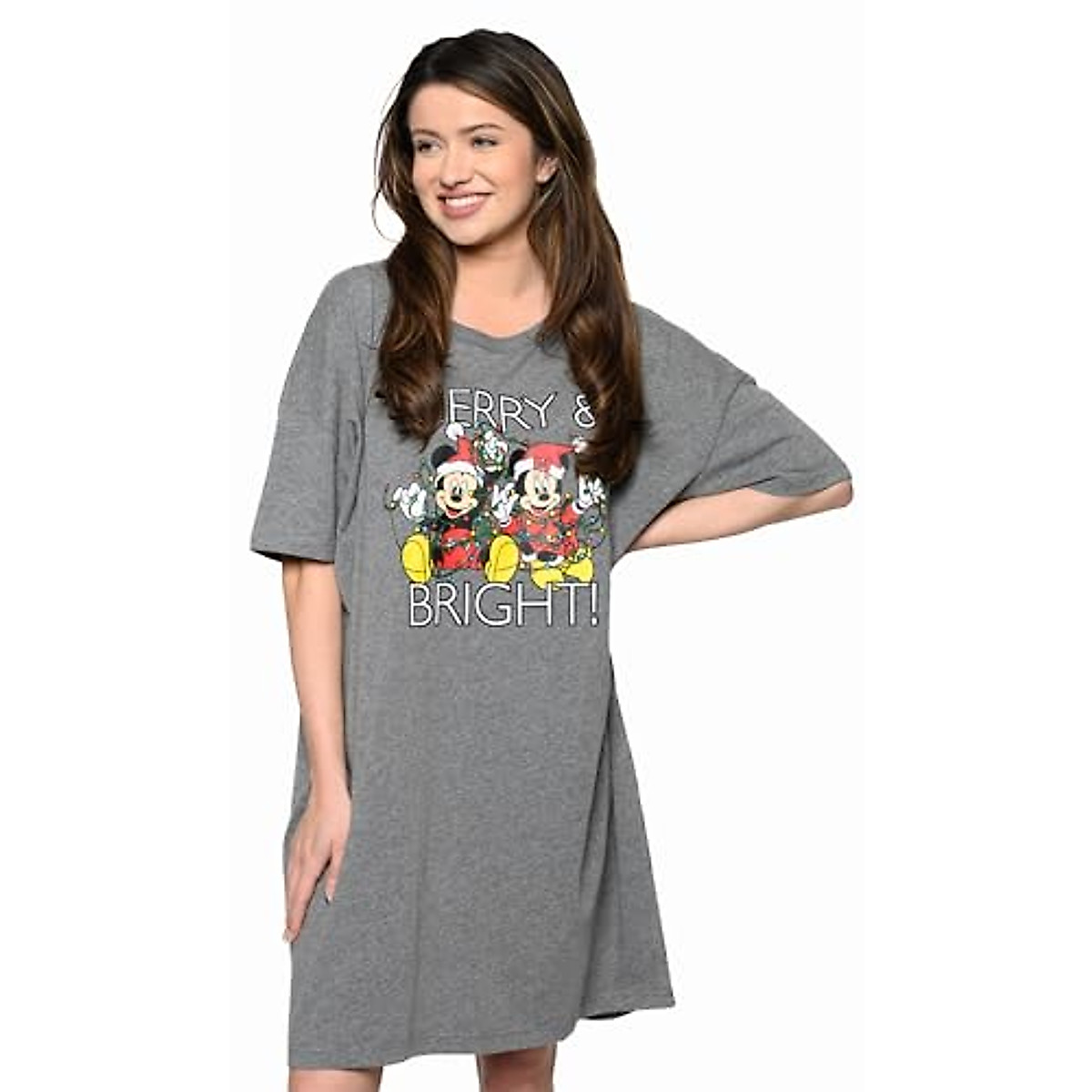 Disney Womens Sleepshirt Mickey Minnie Mouse Print (Christmas, One Size)