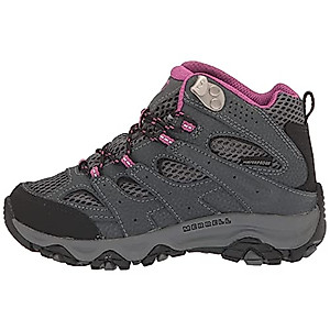Merrell Moab 3 Mid WTRPF Hiking Shoe, Granite/Berry, 4.5 US Unisex Big Kid