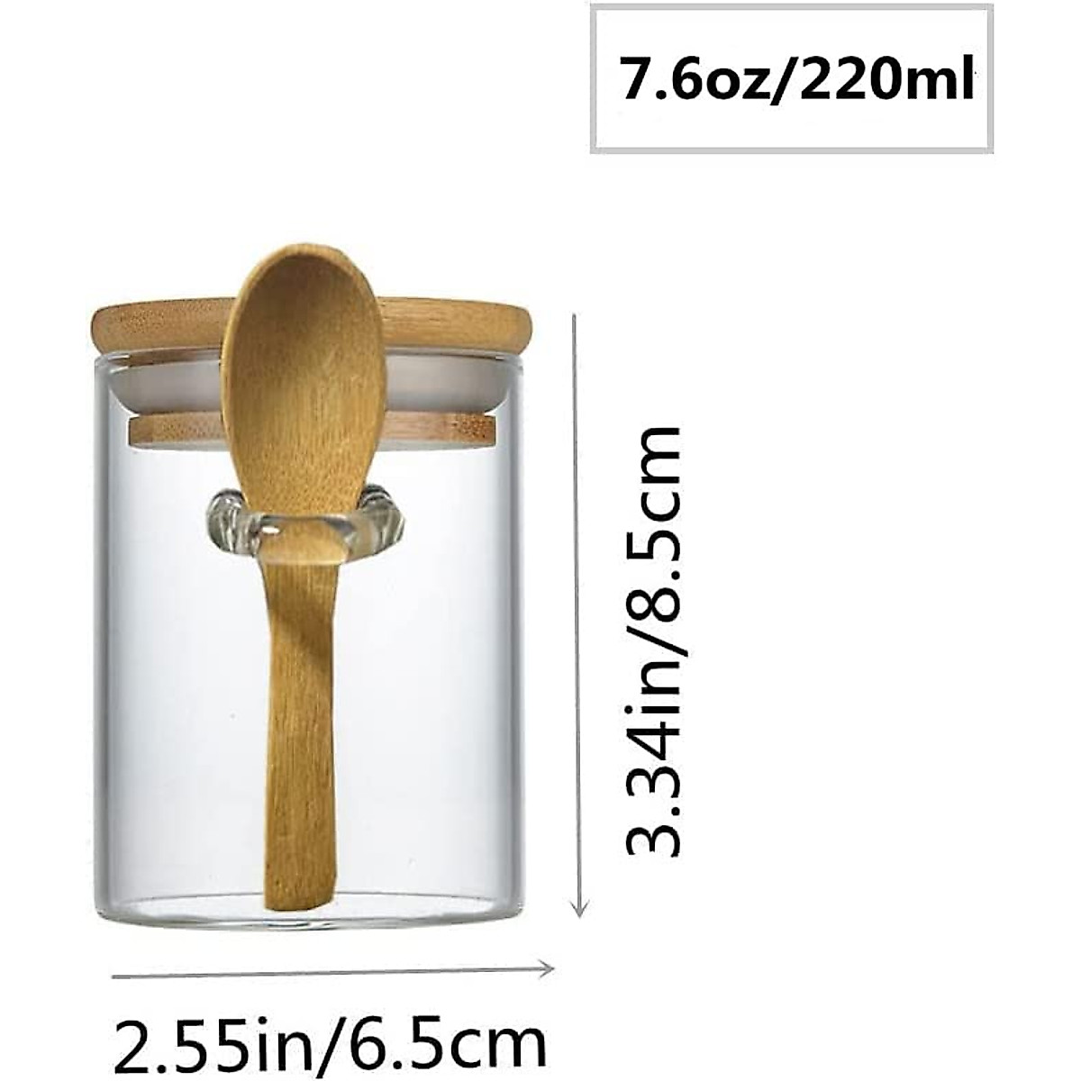 Livejun 8 oz Airtight Mini Glass Jars with Bamboo Lids and Bamboo Spoons , Spice Jars Small Food Storage Containers for Kitchen, Bathroom, Home Decor Set of 8